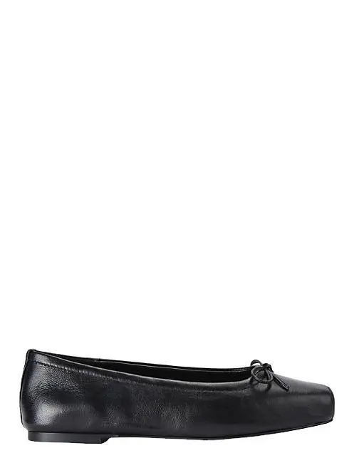 Steve Madden Eleve Leather Ballet Flats With Bow Detailing - Black