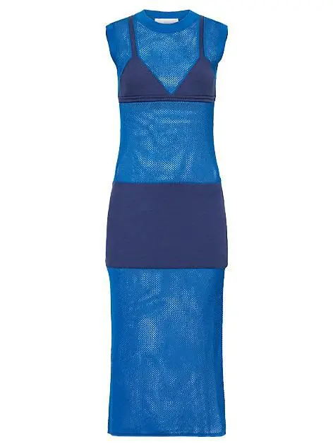Stella McCartney Sleeveless Crochet Cotton Midi Dress - Bluette