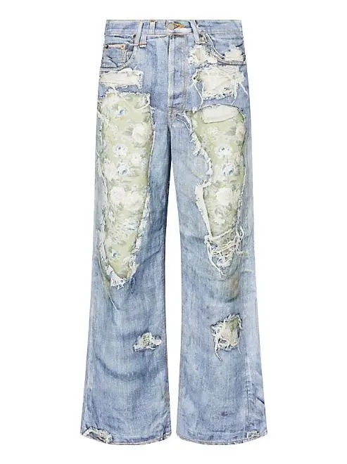 Acne Studios 1981 Rose-print Wide-leg Jeans - Blue/green