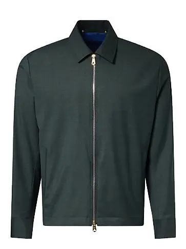 Paul Smith Wool Jacket With Zip Fastening - Very Dark Green