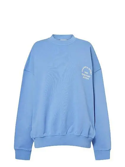 ADANOLA Cotton Oversized Sweatshirt - Blossom Blue/buttercream