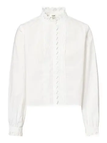 FRAME The Keepsake Scalloped Cotton Top - White