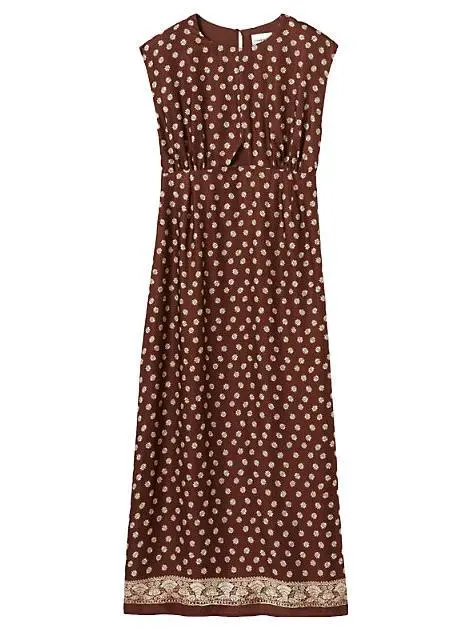 Claudie Pierlot Sleeveless Polka Dot Satin Maxi Dress - Dark Print