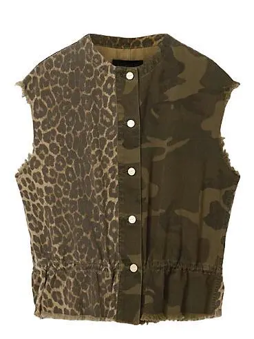 ALLSAINTS Camouflage And Leopard Print Cotton Waistcoat - Camo Leppo Gre