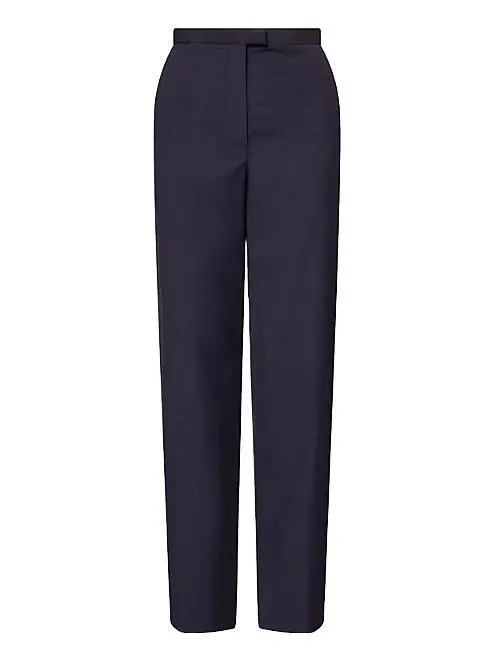 Khaite Borden Straight-leg Wool Trousers - Dark Navy