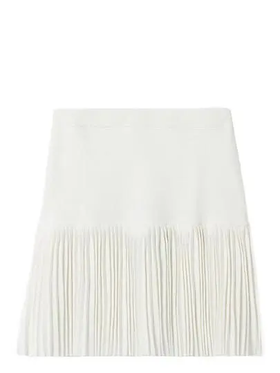 Claudie Pierlot Pleated Fine-knit Mini Skirt - Ecru