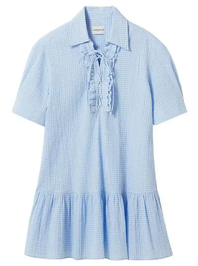 Claudie Pierlot Checked Lace-up Cotton Mini Dress - Multicolored