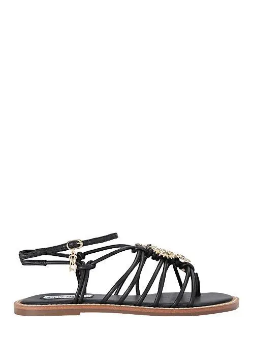 Steve Madden La Charmer Faux-leather Sandals With Celestial Charms - Black