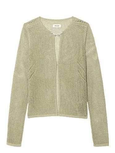 Zadig&Voltaire Saya Open-knit Cotton Cardigan - Tea