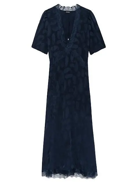 Zadig&Voltaire Redox Jacquard Silk Midi Dress - Encre