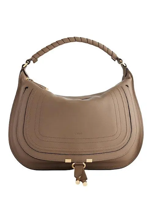 Chloé Marcie Leather Shoulder Bag - Deep Taupe