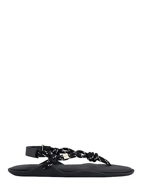 Flowze Mixed-material Flat Sandals - Black