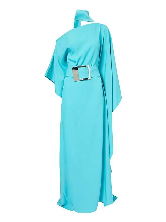 TALLER MARMO Cold-shoulder Belted Kaftan - Turquoise
