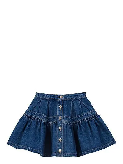 Maje Flared Button-down Denim Mini Skirt - Blue