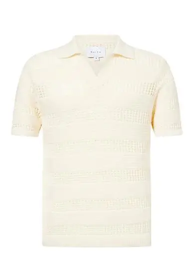 RAITH Frattina Crochet Cotton-knit Polo Top - Ecru