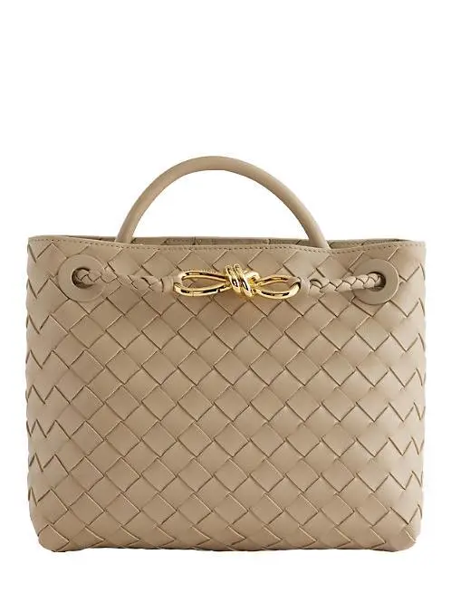 Bottega Veneta Small Andiamo Leather Tote Bag - Ecru Muse Brass Ecru