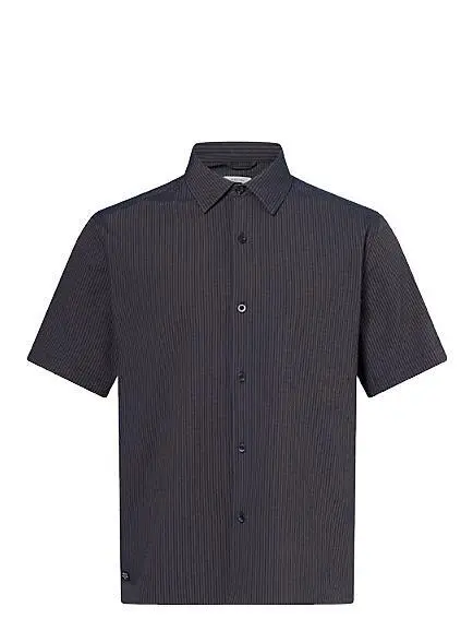 PERCIVAL Rowan Seersucker Cotton-blend Shirt - Navy