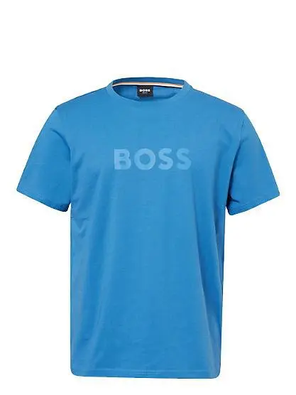 BOSS Sun-protection Regular-fit Cotton-jersey T-shirt - Open Blue