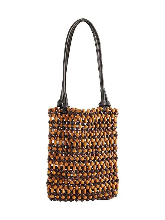 Staud Drift Beaded Mini Shoulder Bag - Multi Wood Beads