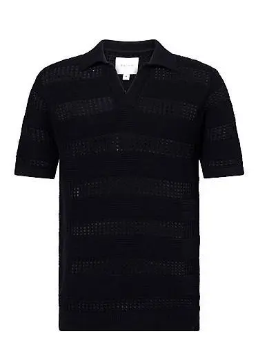 RAITH Frattina Crochet Cotton-knit Polo Top - Navy
