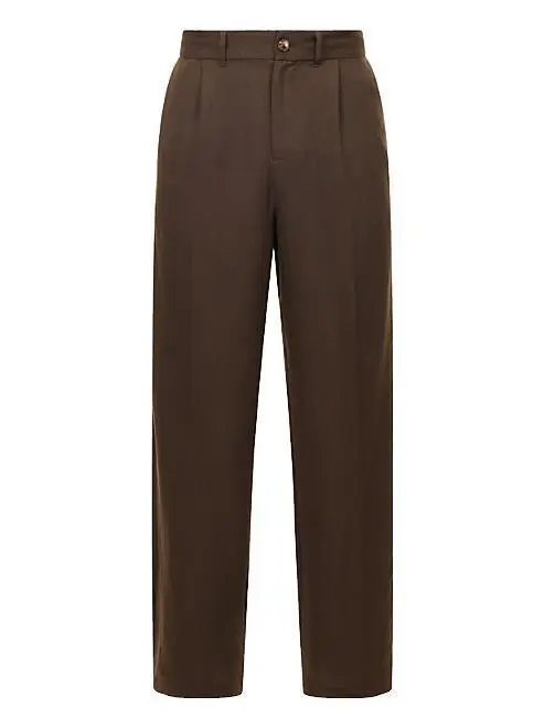 RAITH Helio Pleated Relaxed-fit Woven Trousers - Brown