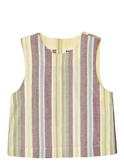 RO&ZO Striped Sleeveless Woven Top - Green