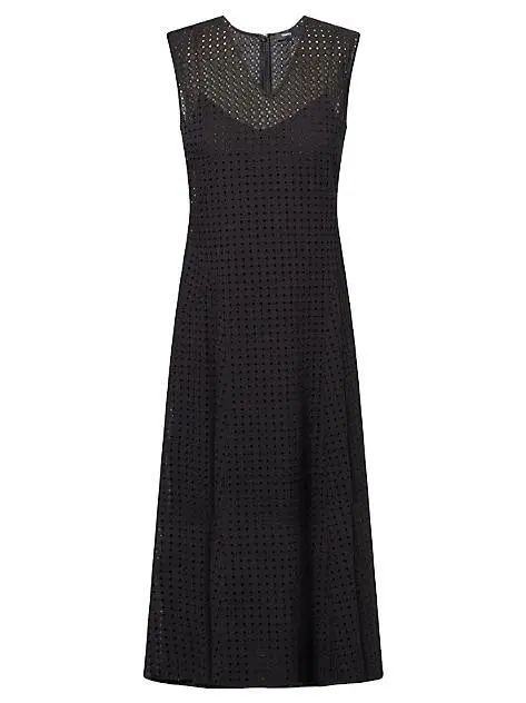 Theory Sleeveless V-neck Cotton Midi Dress - Black