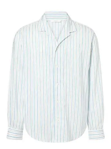UMIT BENAN Franco Striped Cotton And Silk Shirt - Multi Pin Stripes Blue