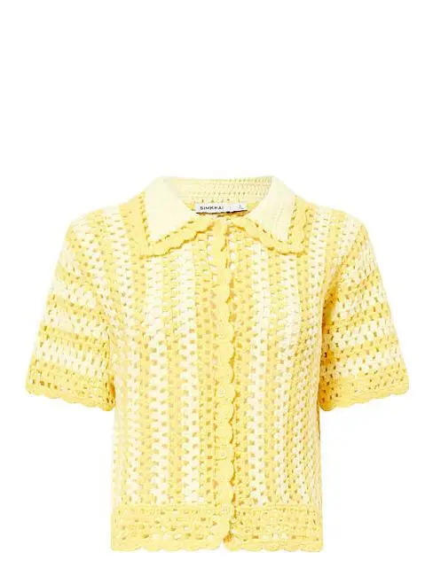 Simkhai Stanton Crochet Camp Shirt - Buttercream Mango