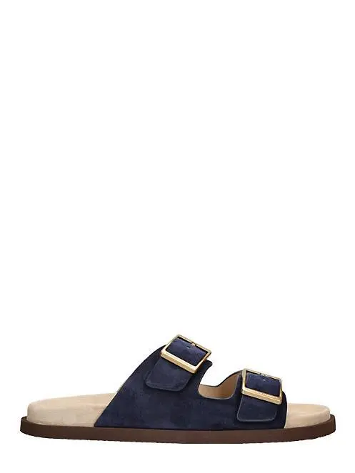 Brunello Cucinelli Suede Two-strap Sandals - Navy