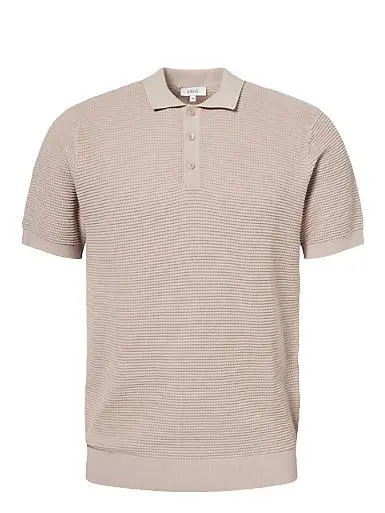 ARNE Short-sleeve Rib-knit Cotton Polo Shirt - Stone
