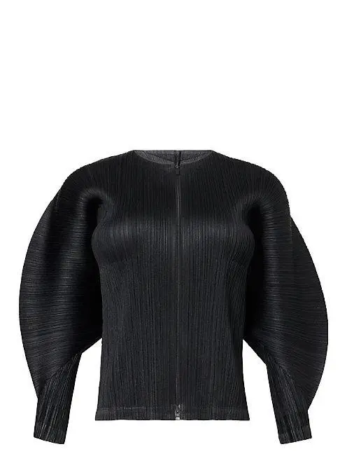 Issey Miyake High-neck Zipped Knitted Jacket - Black