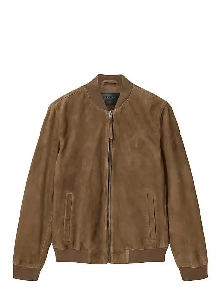 ALLSAINTS Morten Baseball-collar Suede Bomber Jacket - Karoo Brown