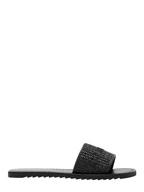 ALLSAINTS Hoxton Raffia Slides - Black/black