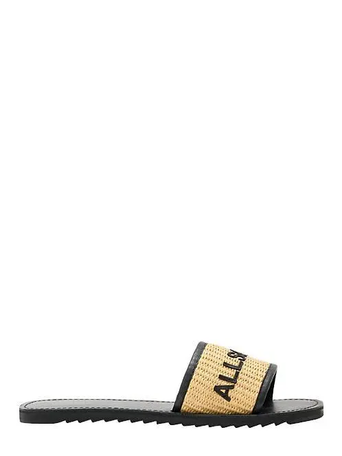 ALLSAINTS Hoxton Raffia Slides - Black/natural