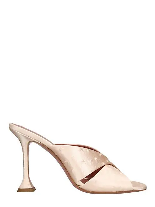 Amina Muaddi Salma 95 Satin Heeled Mules - Champagne