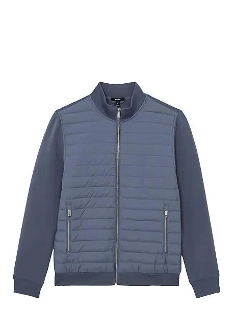 REISS Freddie Funnel-neck Cotton-blend Jacket - Airforce Blue