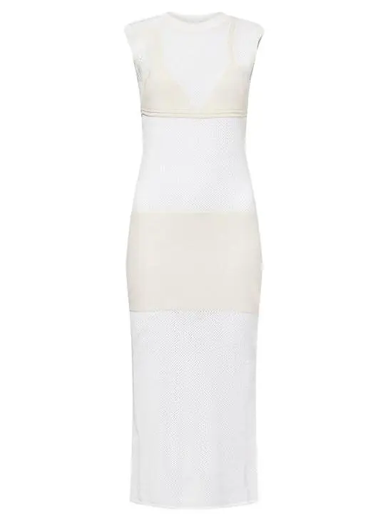 Stella McCartney Sleeveless Crochet Knit Midi Dress - Pure White