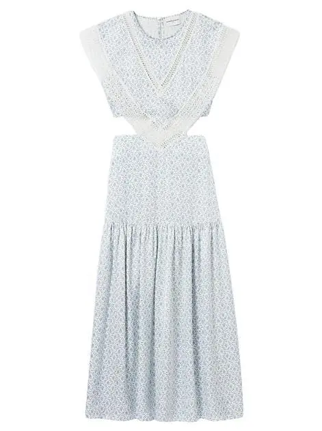 Claudie Pierlot Floral Lace-trim Satin Maxi Dress - Light Print