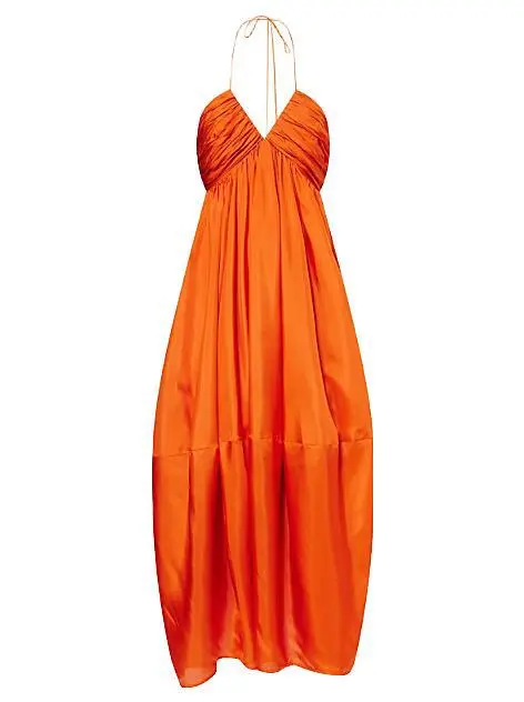Zimmermann Halter-neck Silk Maxi Dress - Tangerine