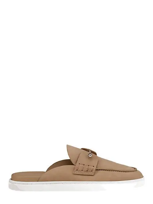CHRISTIAN LOUBOUTIN Chanme Donna Flat Leather Mules - Lionne