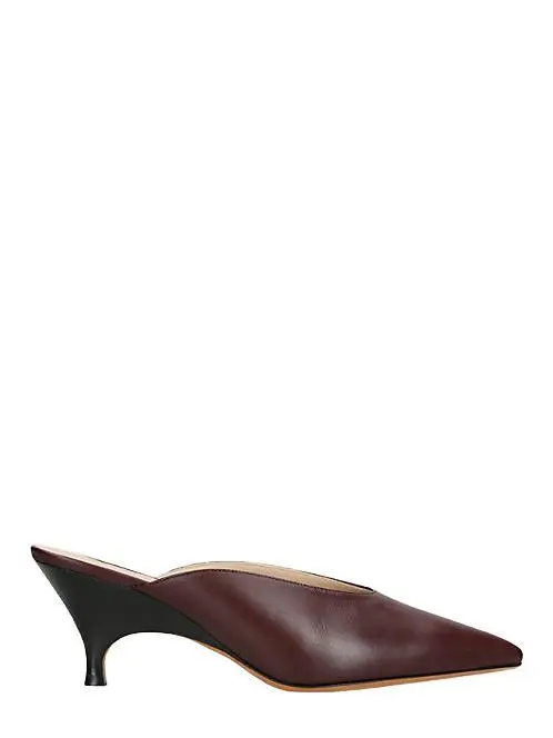 Le Monde Beryl Petra Heeled Leather Mules - Wine