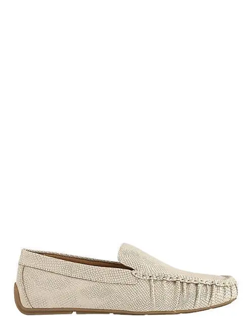 VAGABOND SHOEMAKERS Mika Embossed Leather Driving Shoes - Cream Embossed
