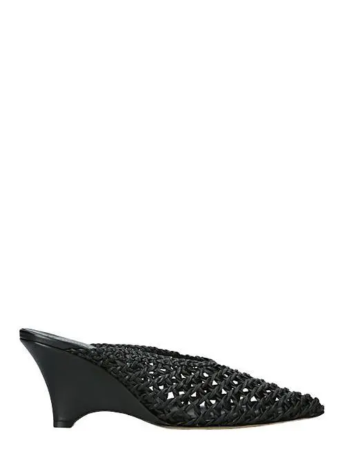Le Monde Beryl Victoria Leather Mules With Wedge Heel - Black