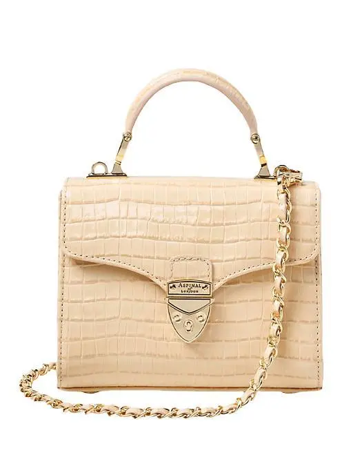 ASPINAL OF LONDON Mayfair Patent-leather Top-handle Bag - Buttermilk