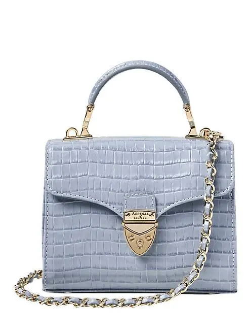 ASPINAL OF LONDON Mayfair Patent-leather Top-handle Bag - Skyblue