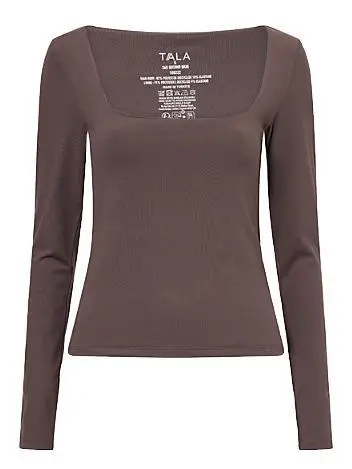 TALA Square Neck Long Sleeve Top - Mocha Brown