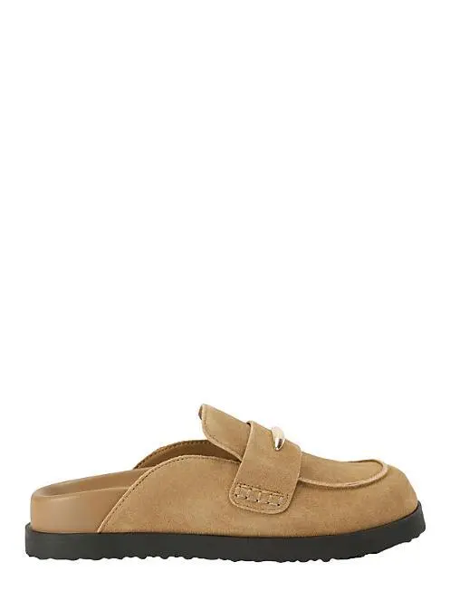 Steve Madden Toryn Suede Mules With Penny Strap - Mid Brown