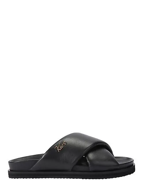 Kurt Geiger Baron Pumped Leather Slides - Black