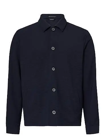 Sunspel Textured Lightweight Wool Jacket - Navy